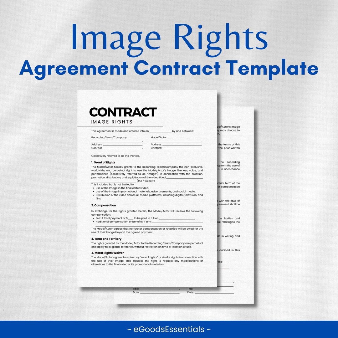 Image Rights Contract Template: Model/actor Agreement (canva, PDF ...