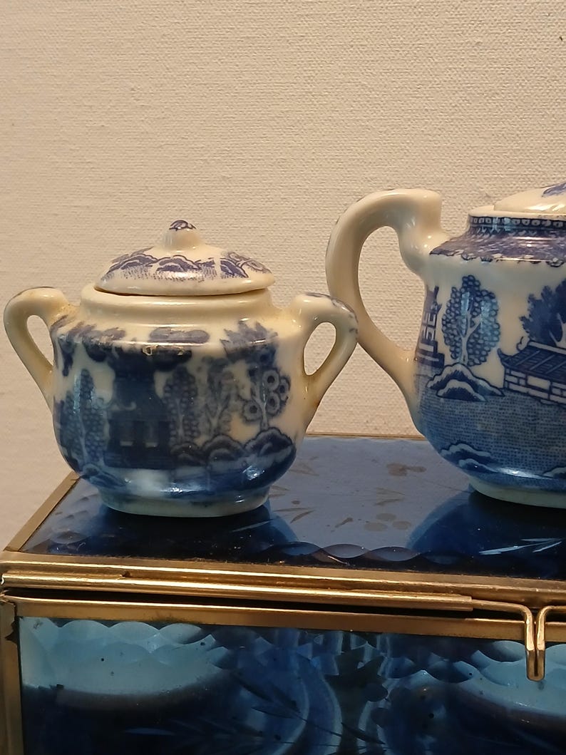 Vintage Children's Blue Willow Tea Set - Etsy