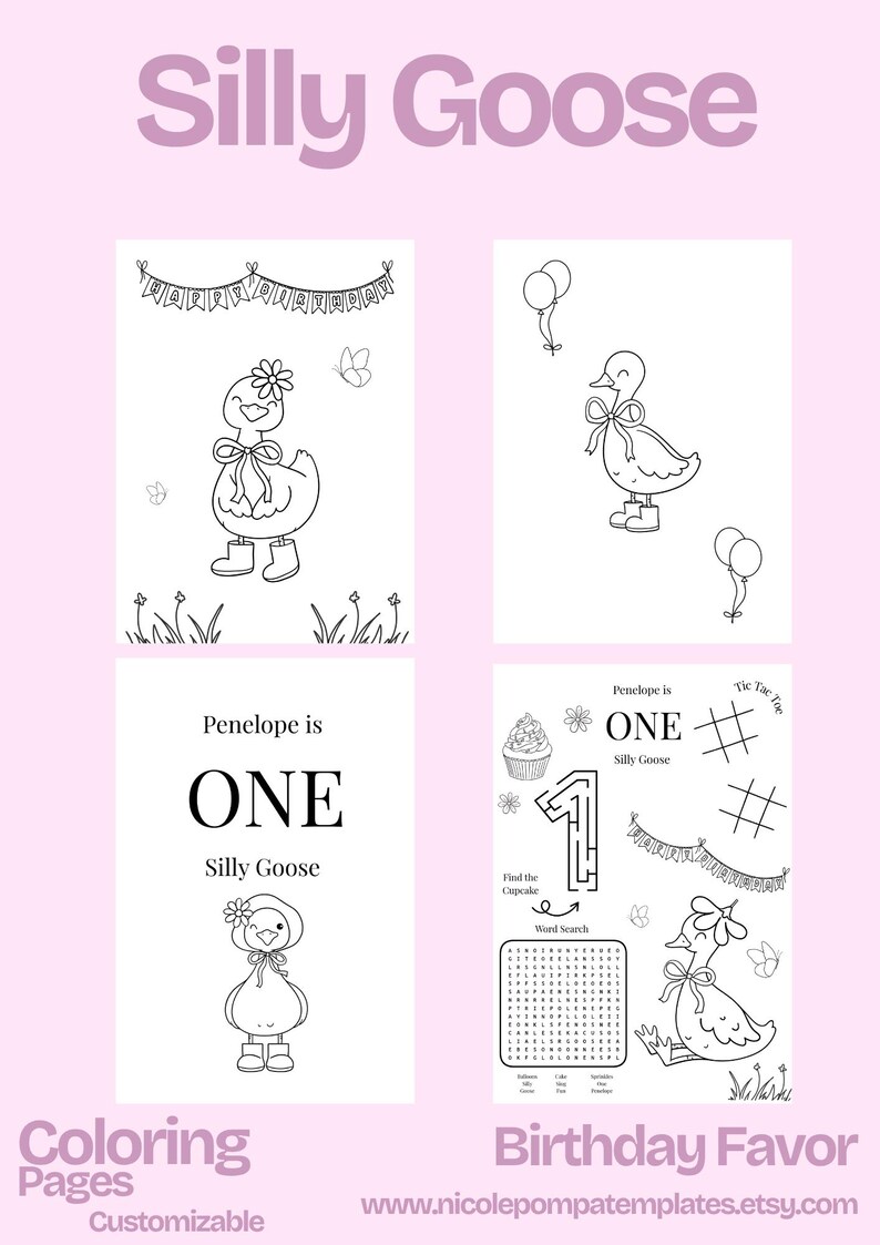 Silly Goose Coloring Pages - Etsy