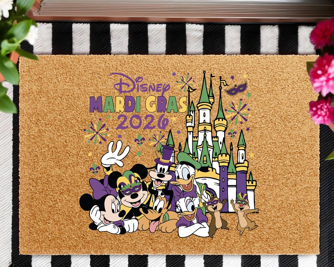 Disney Mickey and Friends Mardi Gras Doormat, Disney Welcome Mat, Cute ...