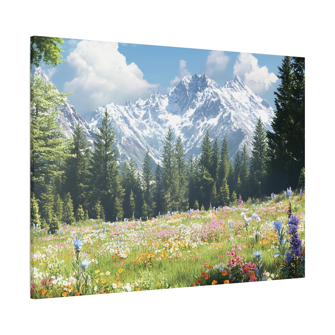 Alpine Wildflower Meadow | Mountain Landscape Wall Art Canvas | Nature ...