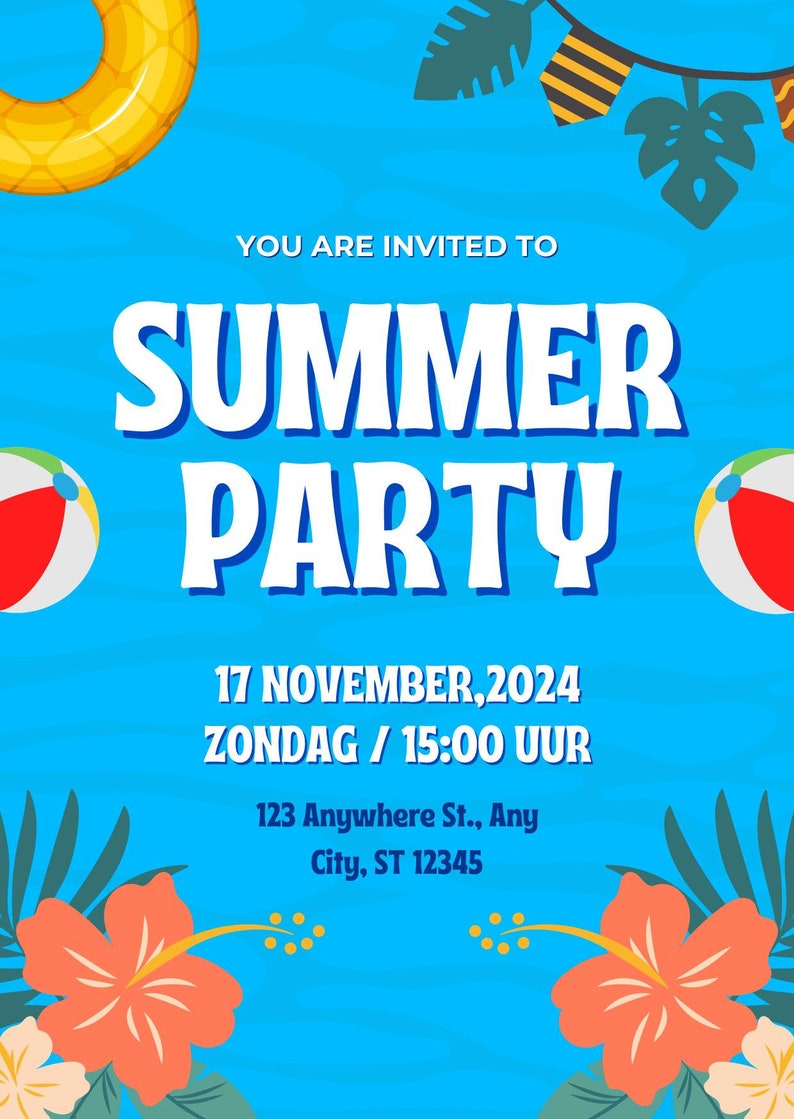 Summer Party Invitation - Etsy