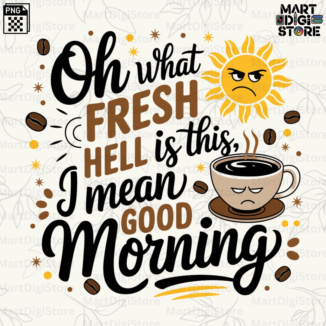 Oh What Fresh Hell is This PNG, I Mean Good Morning Png Sublimation Design, Morning Motivation T ...
