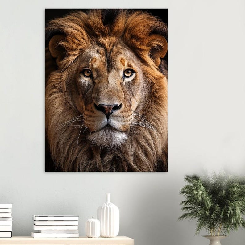 Lion Poster Lion Print Wall Art Lion Art Premium Paper Poster 75x100 - Etsy