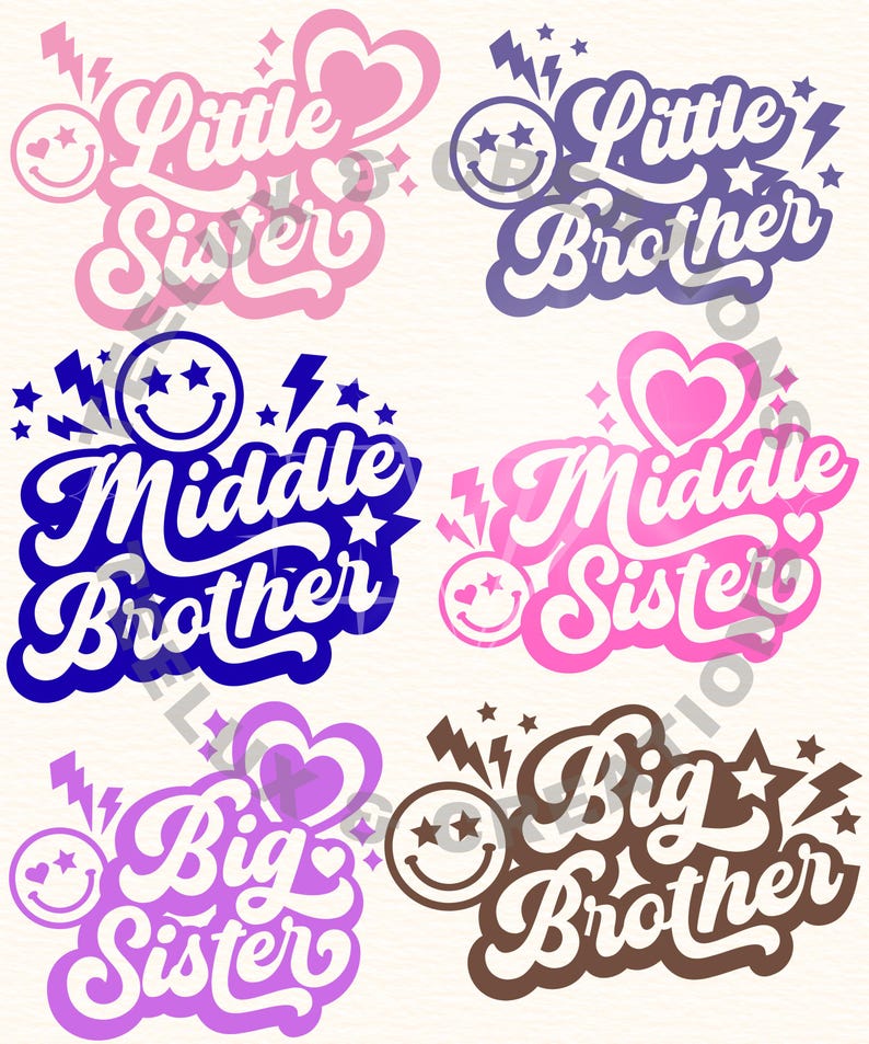 Sibling Designs: Little, Middle, Big Brother/sister SVG PNG PDF - Etsy