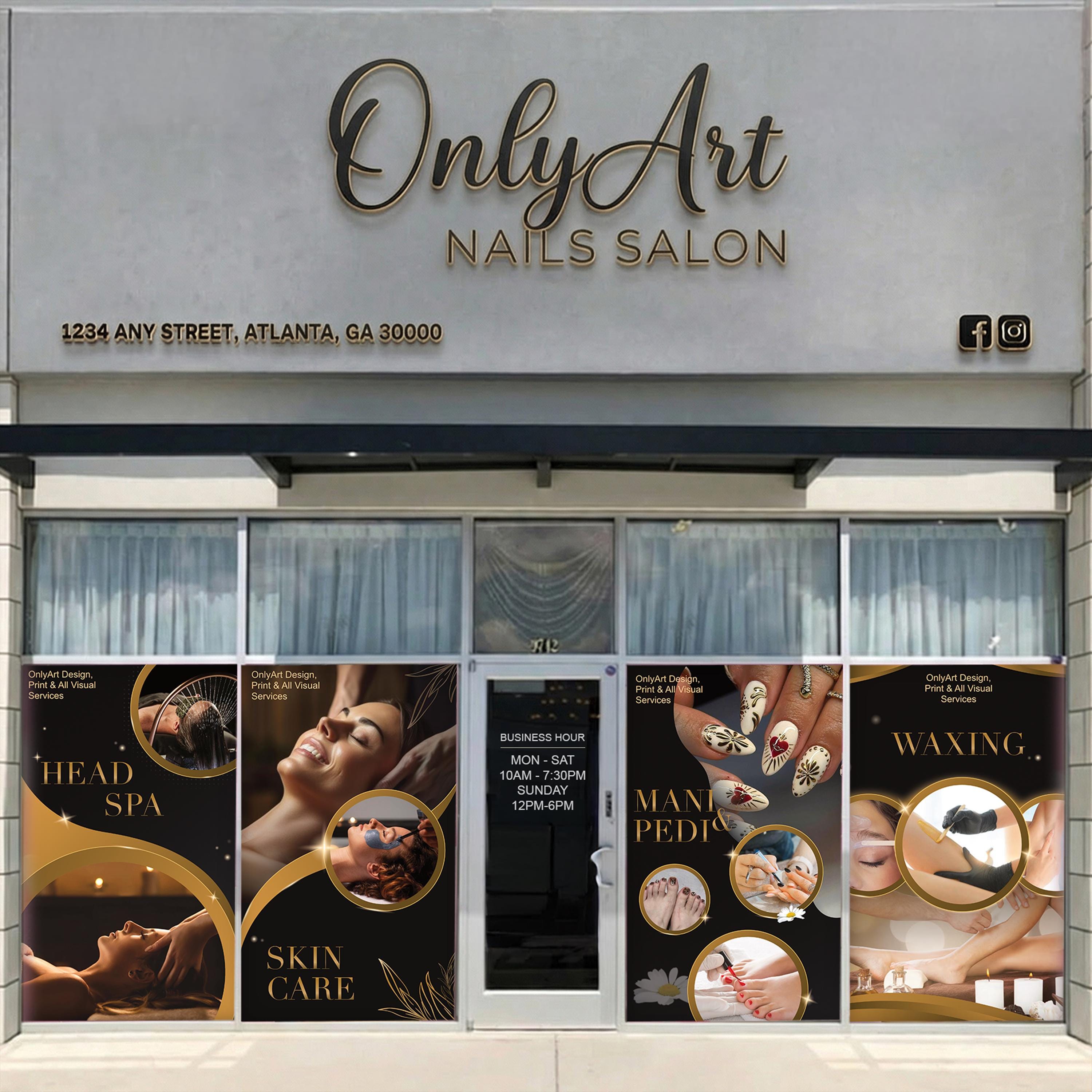 Editable Salon Window Decal Template Bundle | 4 Photoshop PSD Files ...