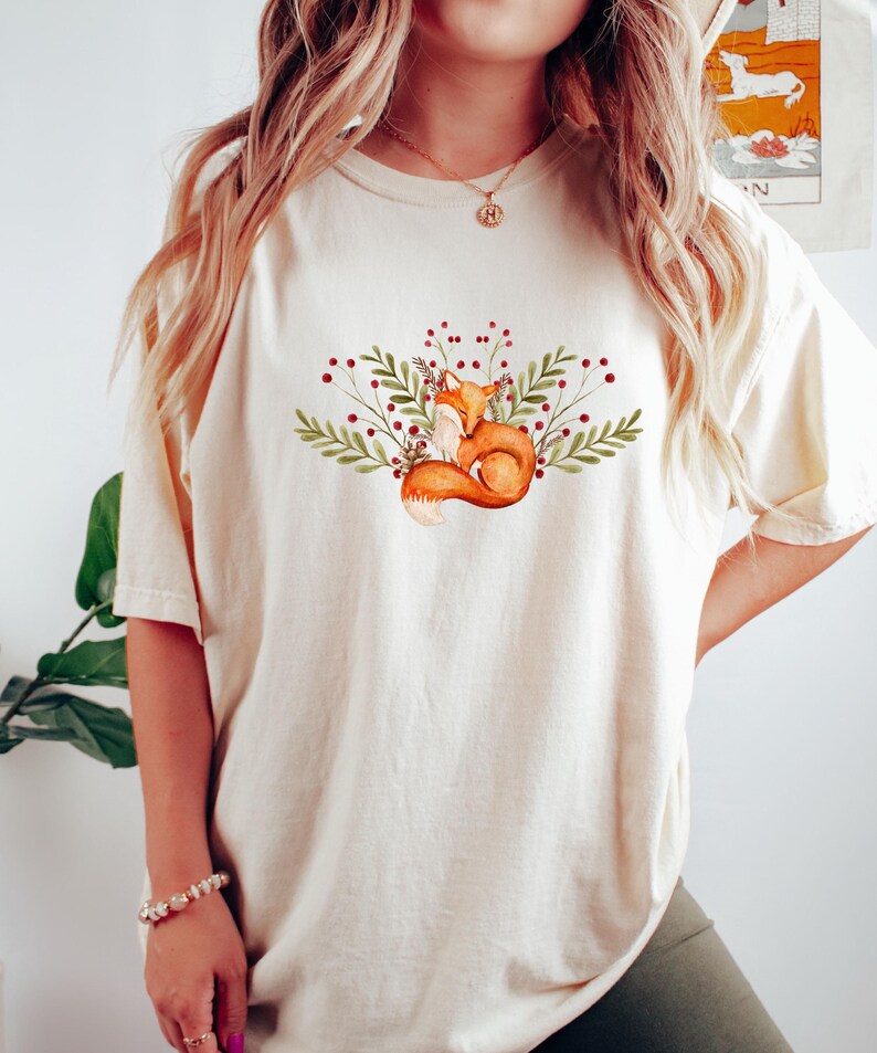 Fox T-shirt, Cottagecore, Vintage Shirt, Autumn T-shirt, Gift, Fox ...