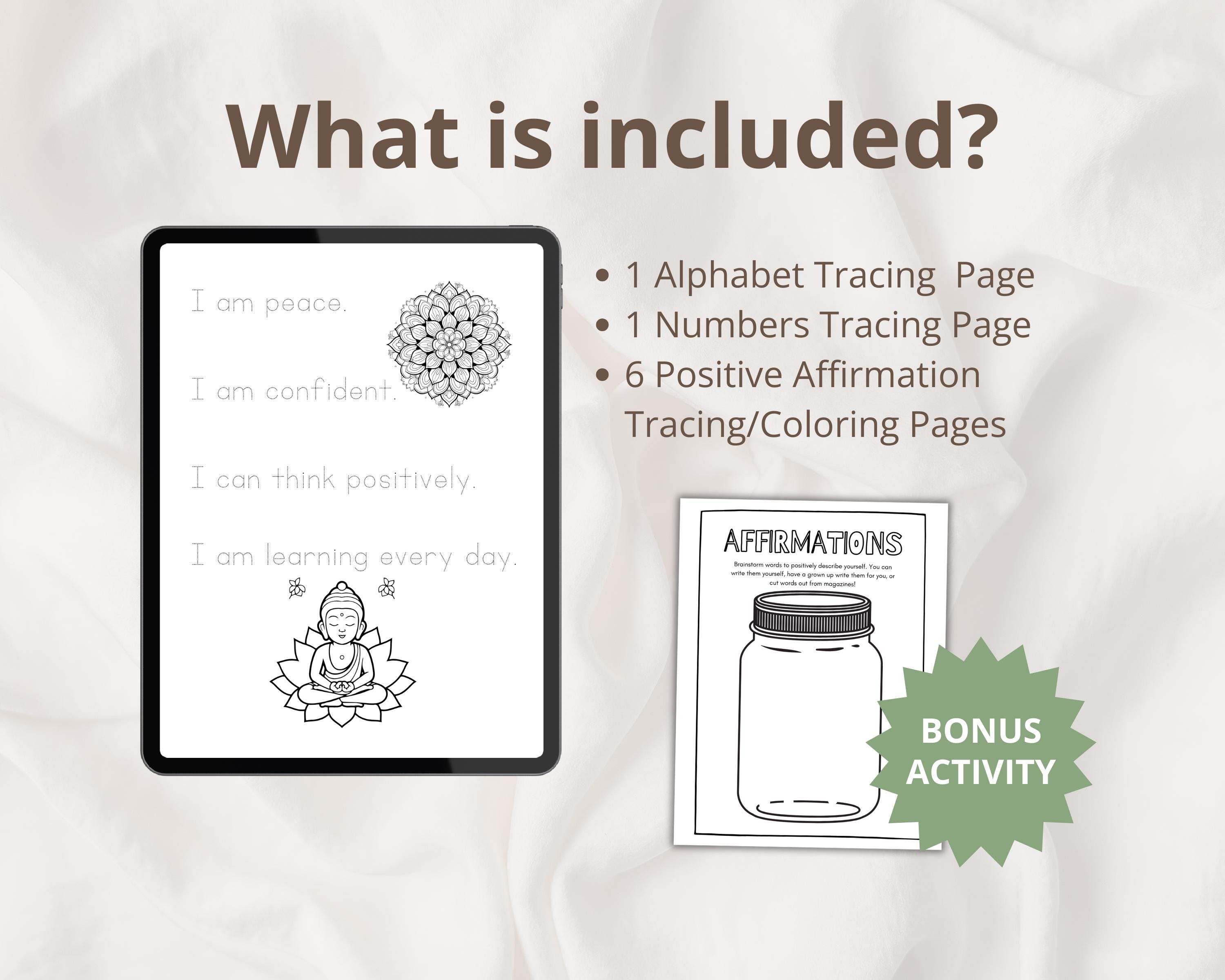 Printable Positive Affirmations Worksheets, Handwriting Pages, Letter ...