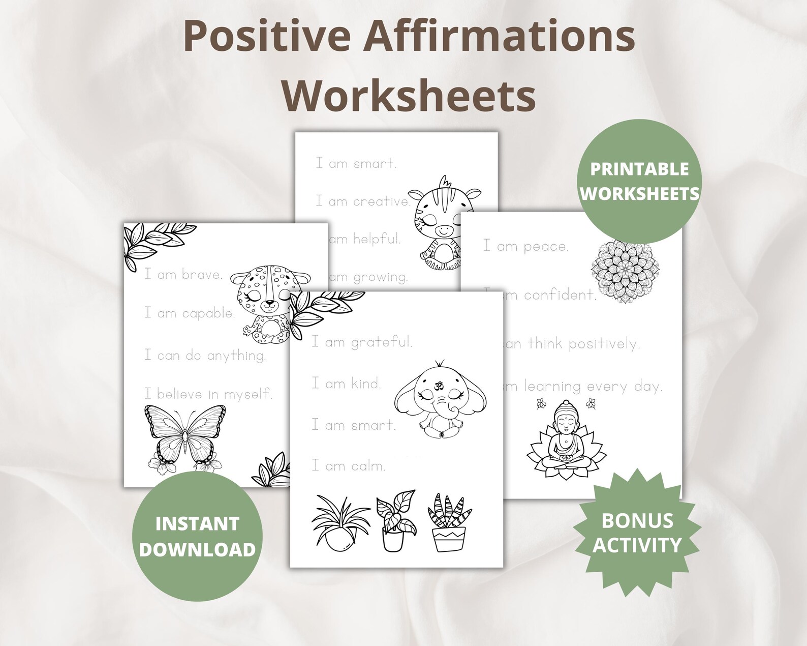 Printable Positive Affirmations Worksheets, Handwriting Pages, Letter ...