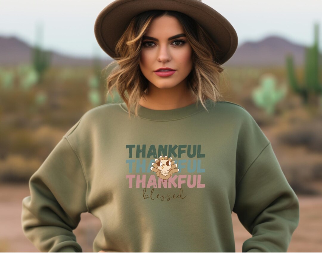 Thankful Sweater, Thankful Blessed Sweater, Thanksgiving Sweater for ...