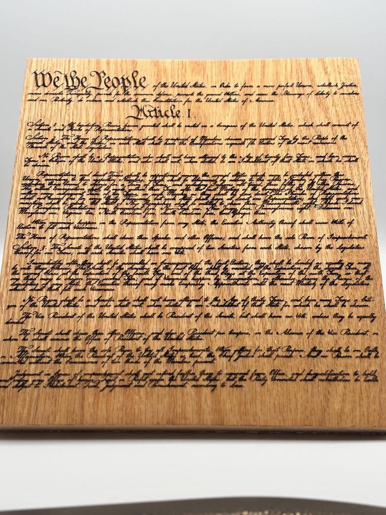 U.S. Constitution Wood Engraving | Patriotic Wall Art | Historical American Document on Oak ...