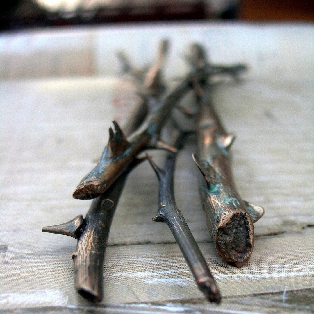 Bronze Rose Stem Sculpture Symbol of Enduring Love - Bouquet of 4 Stems ...