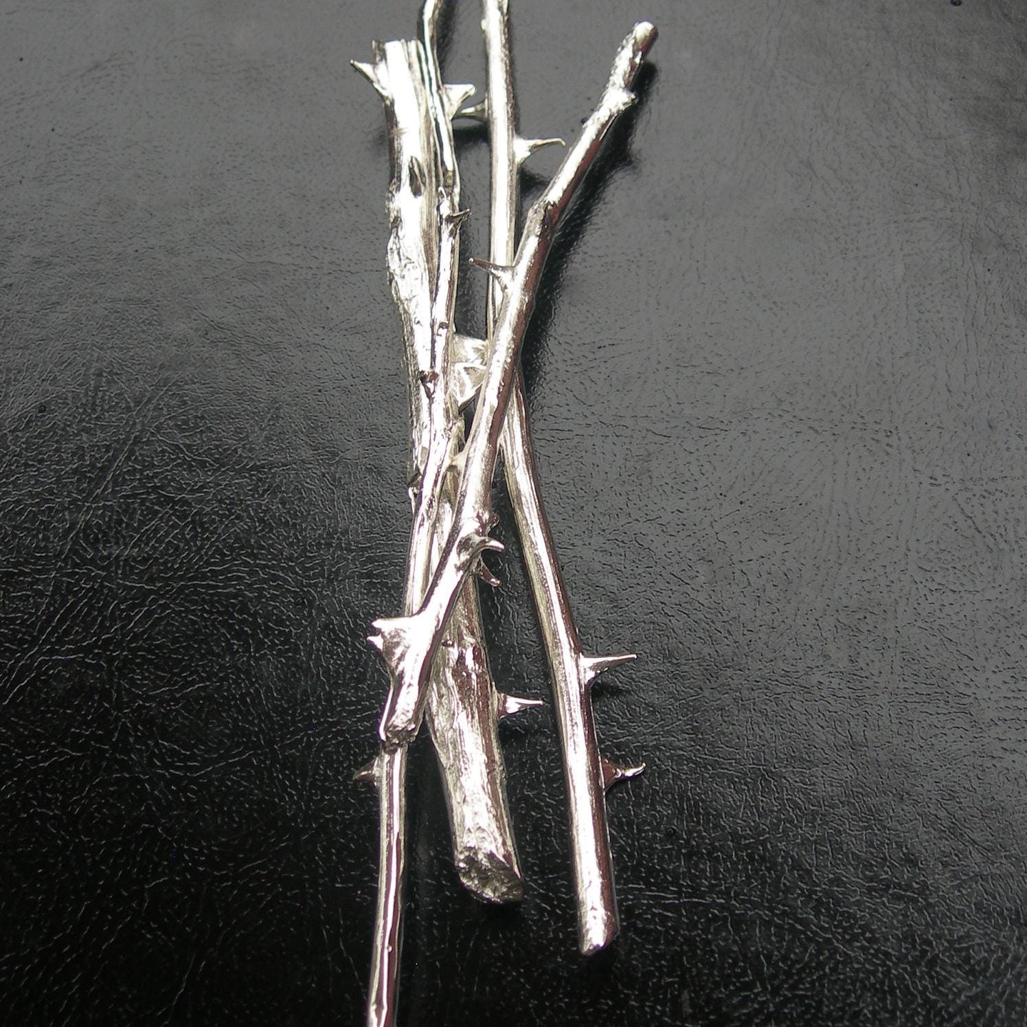 Silver Rose Stem Sculpture Symbol of Enduring Love - Four Stems by Ink ...