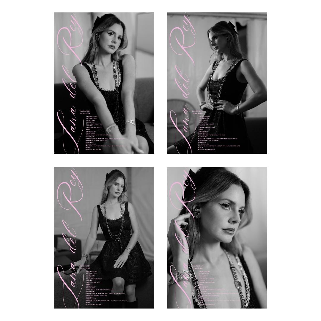 Set of 4 Lana Del Rey Digital Posters, Black and White for Rock En ...