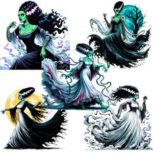 Halloween Bride of Frankenstein Clipart PNG - High-quality Creepy ...