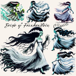 Halloween Bride of Frankenstein Clipart PNG - High-quality Creepy ...