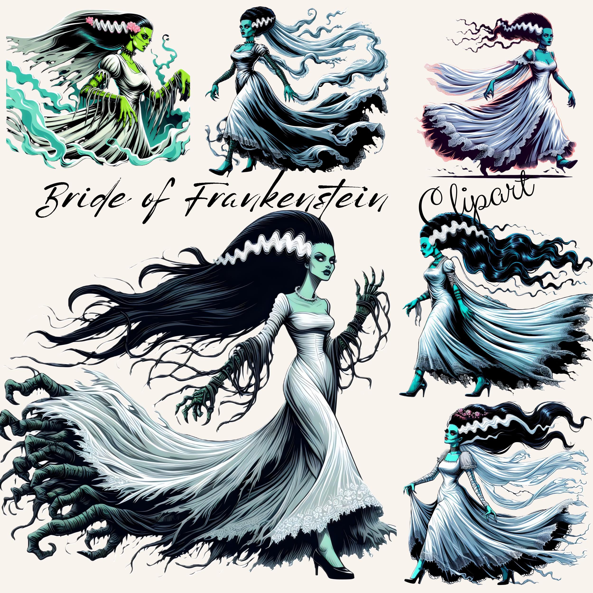 Halloween Bride of Frankenstein Clipart PNG - High-quality Creepy ...