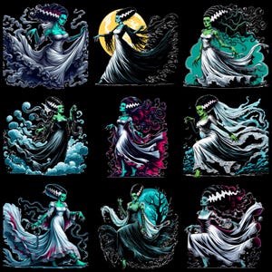 Halloween Bride of Frankenstein Clipart PNG - High-quality Creepy ...