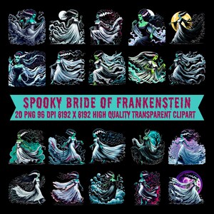 Halloween Bride of Frankenstein Clipart PNG - High-quality Creepy ...