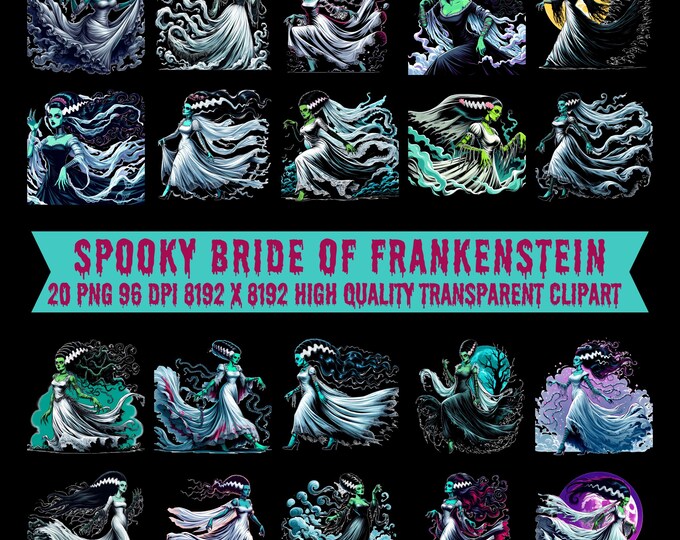 Halloween Bride of Frankenstein Clipart PNG - High-quality Creepy ...