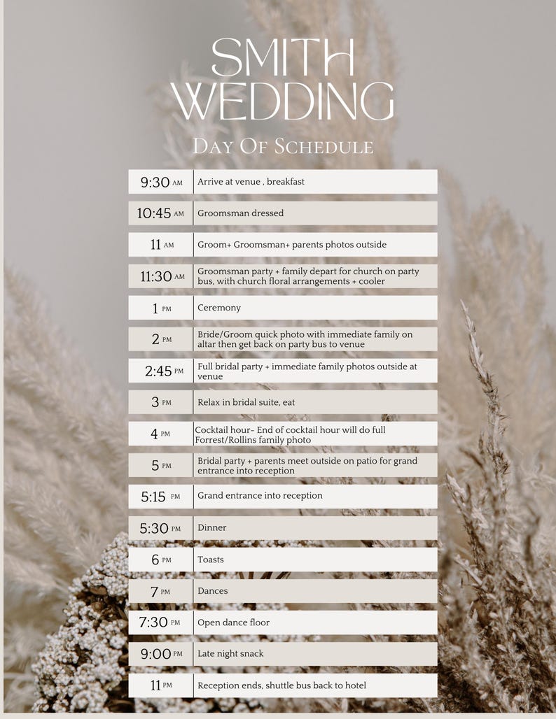 Printable Wedding Timeline Template Bundle for Bride, Groom, Bridal ...