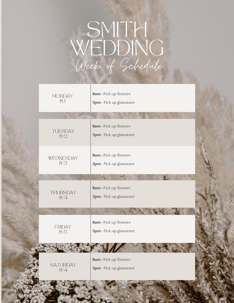 Printable Wedding Timeline Template Bundle for Bride, Groom, Bridal ...