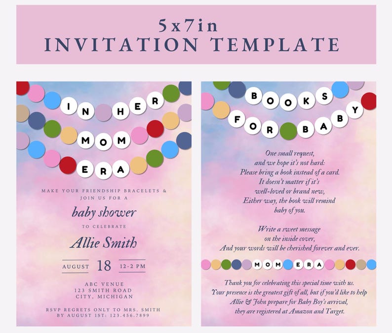 In Her Mom Era Baby Shower Complete Template Bundle (digital Download ...