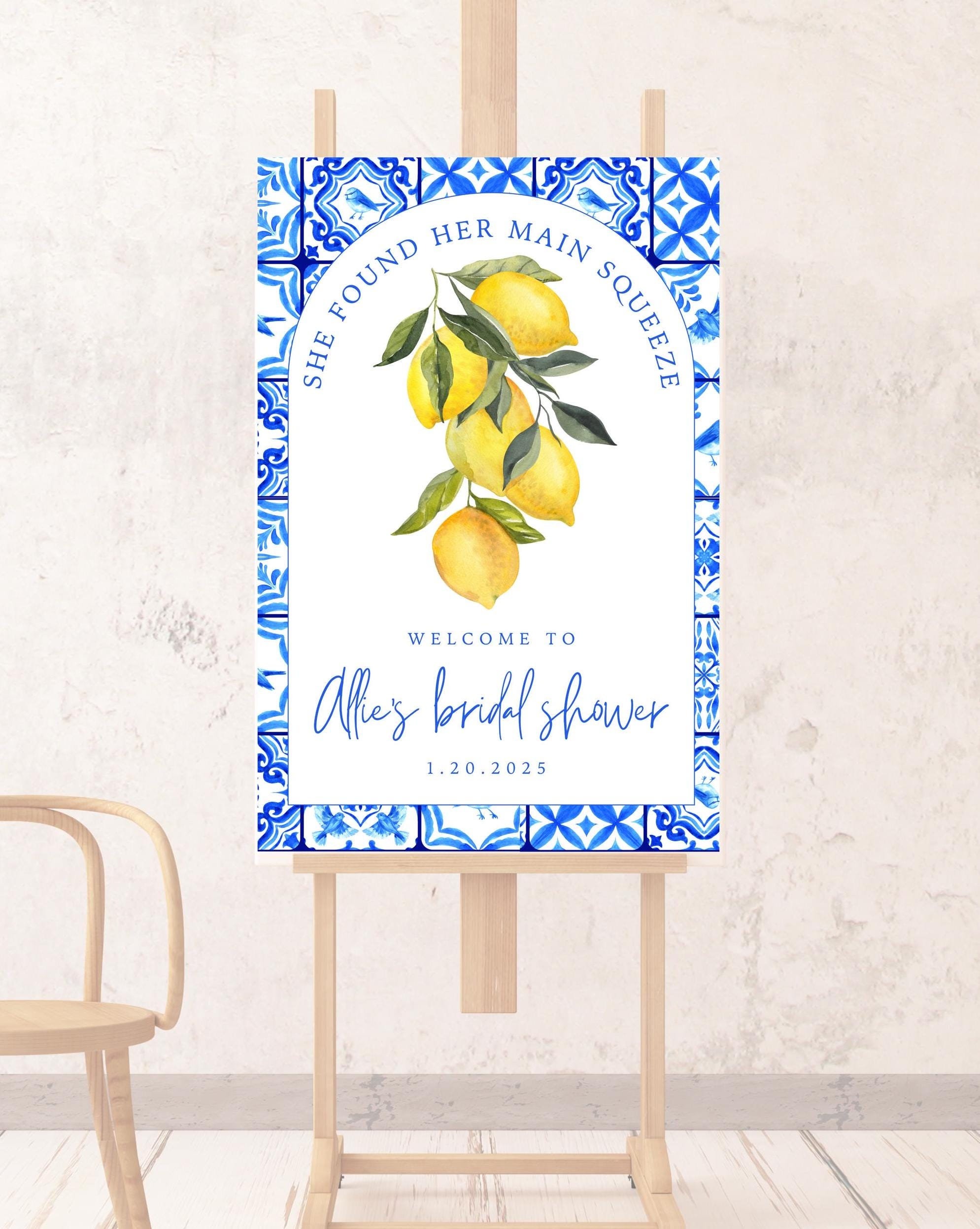 She Found Her Main Squeeze Sign Bridal Shower Template Lemon Bridal ...