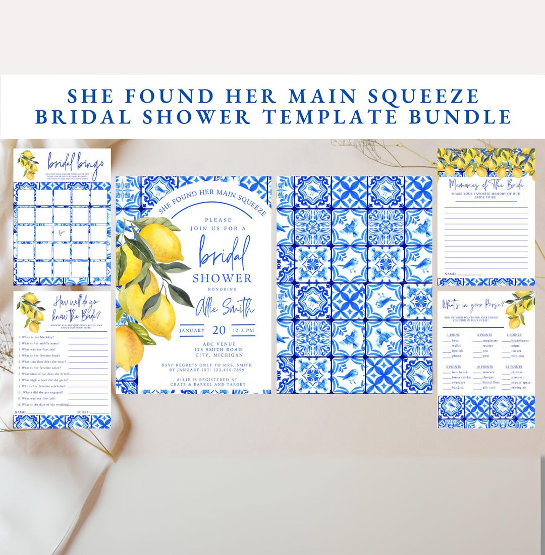 She Found Her Main Squeeze Bridal Shower Invitation and Games Template ...