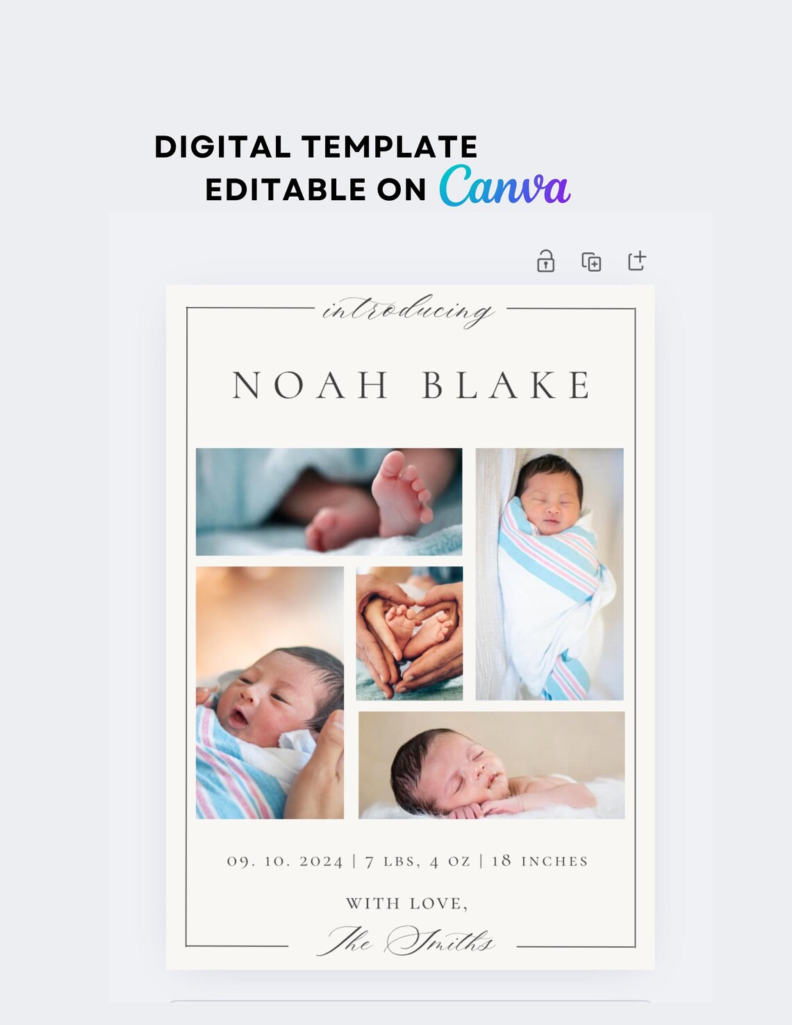 Birth Announcement Template Digital Download Baby Announcement Template ...