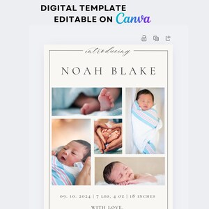 Birth Announcement Template Digital Download Baby Announcement Template ...
