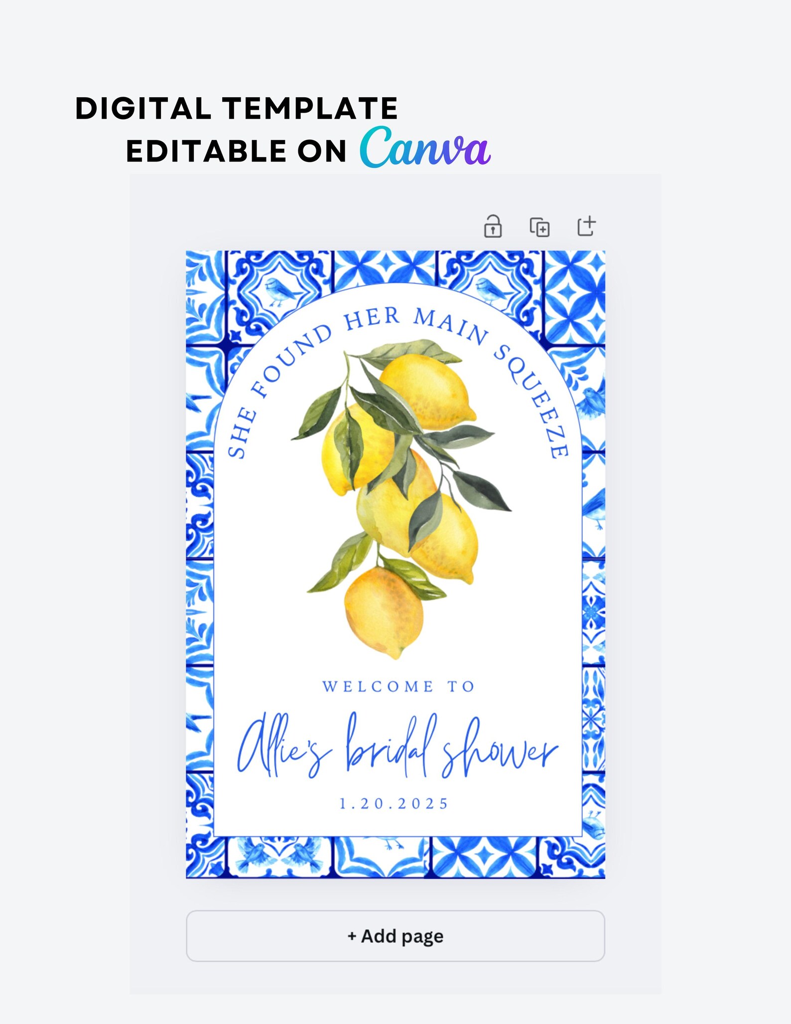 She Found Her Main Squeeze Sign Bridal Shower Template Lemon Bridal ...