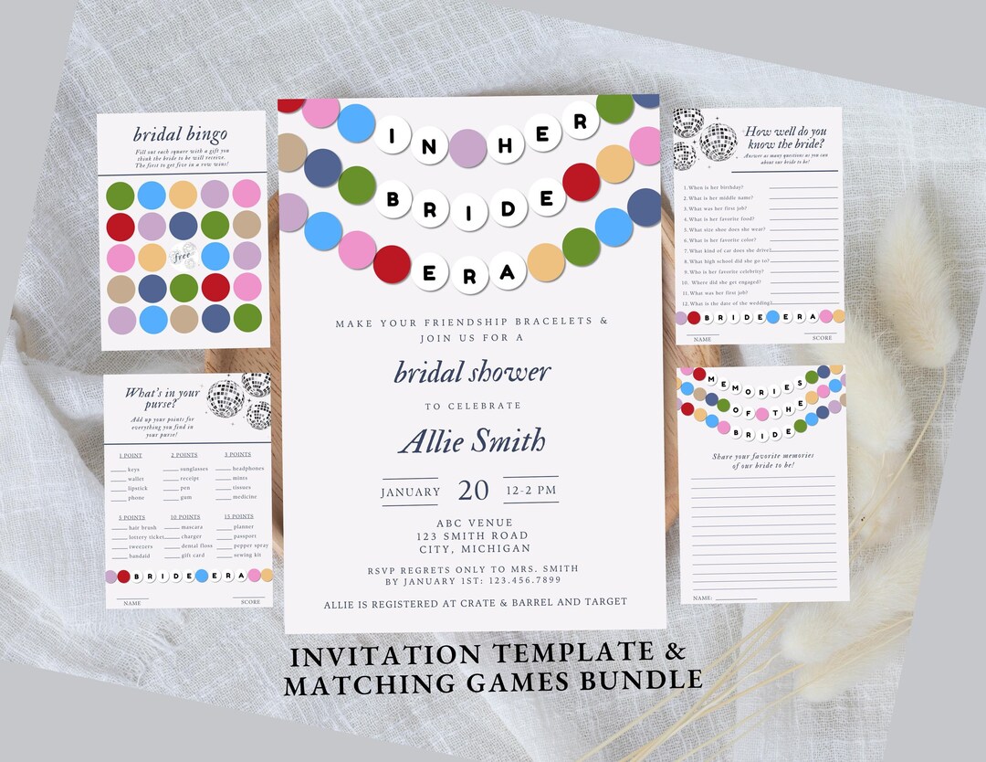 In Her Bride Era Bridal Shower Invitation & Games (digital Download) - Etsy