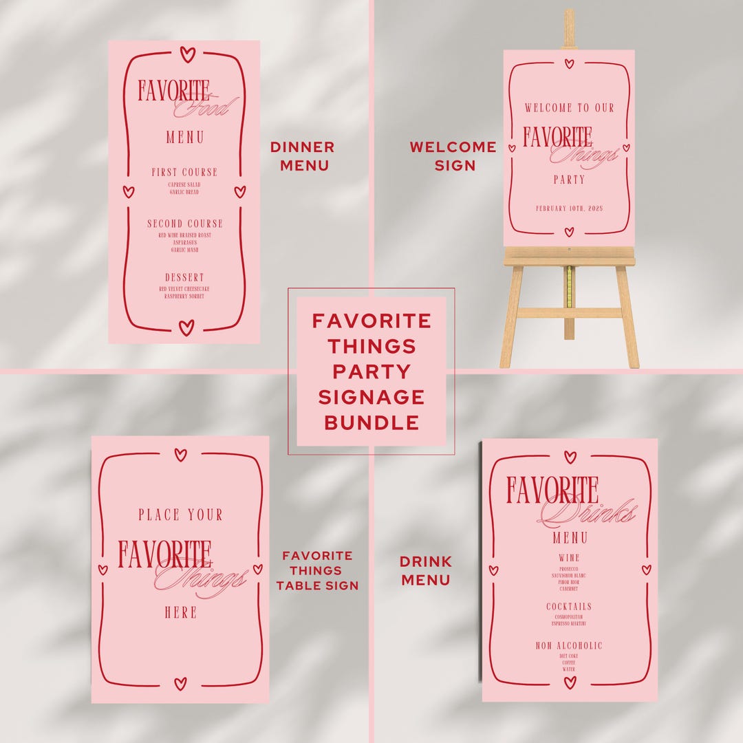 Galentine's Favorite Things Party Signage Bundle (canva Template) - Etsy