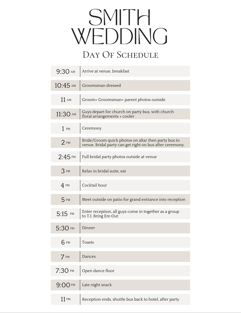 Printable Wedding Timeline Template Bundle for Bride, Groom, Bridal ...