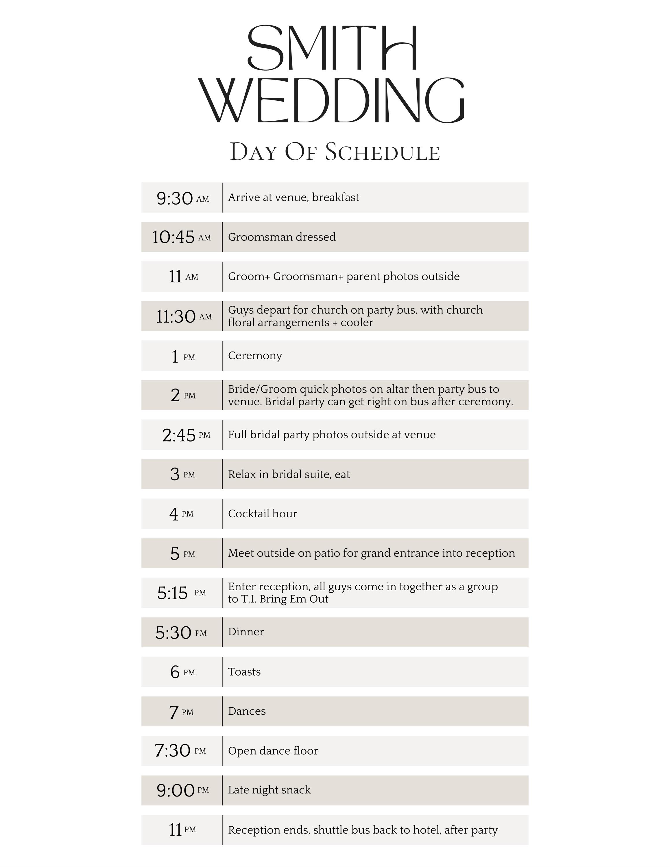 Printable Wedding Timeline Template Bundle for Bride, Groom, Bridal ...