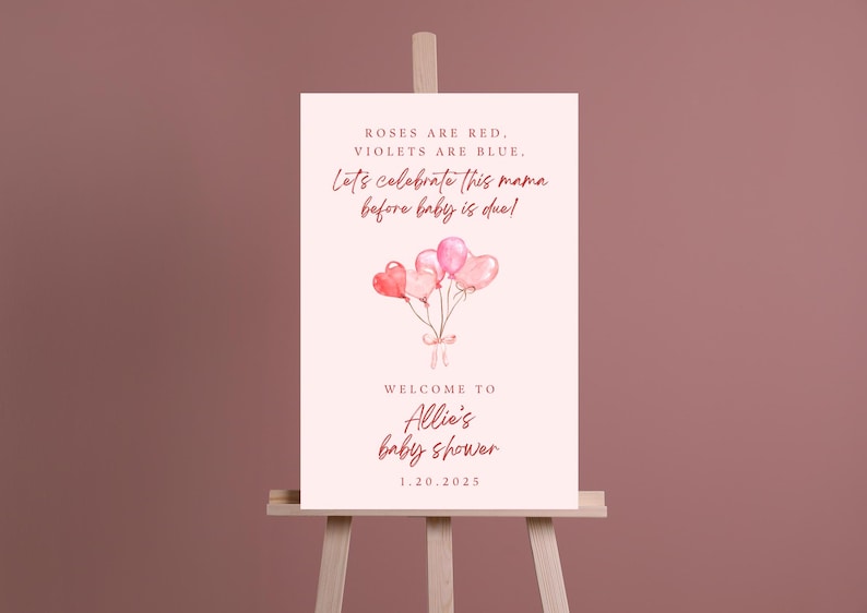 Valentines Baby Shower Sign Template A Little Sweetheart is on the Way ...