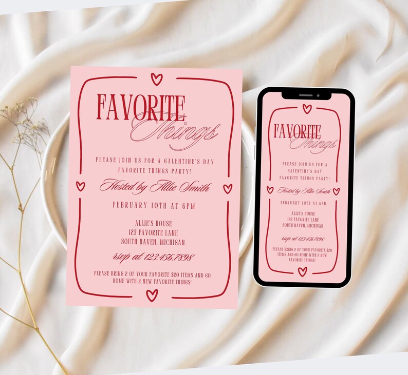 Galentine's Favorite Things Party Invitation Template (digital Download ...