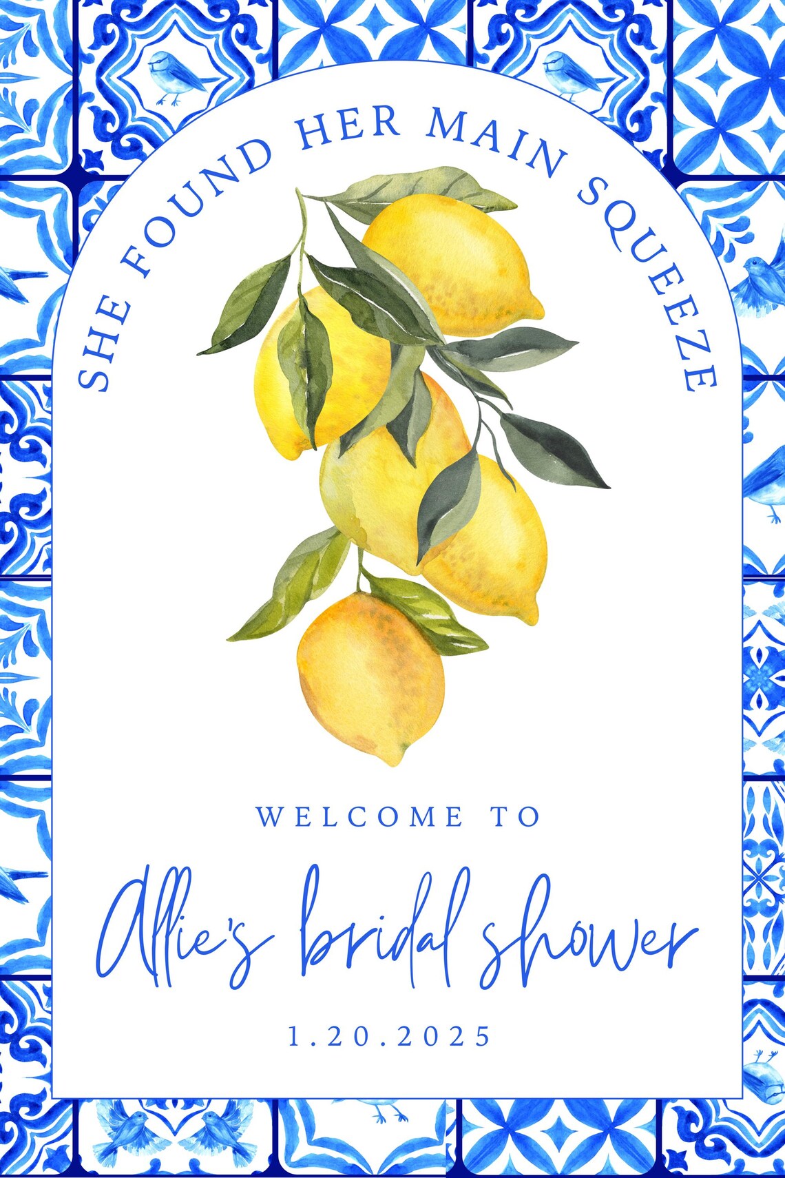 She Found Her Main Squeeze Sign Bridal Shower Template Lemon Bridal ...