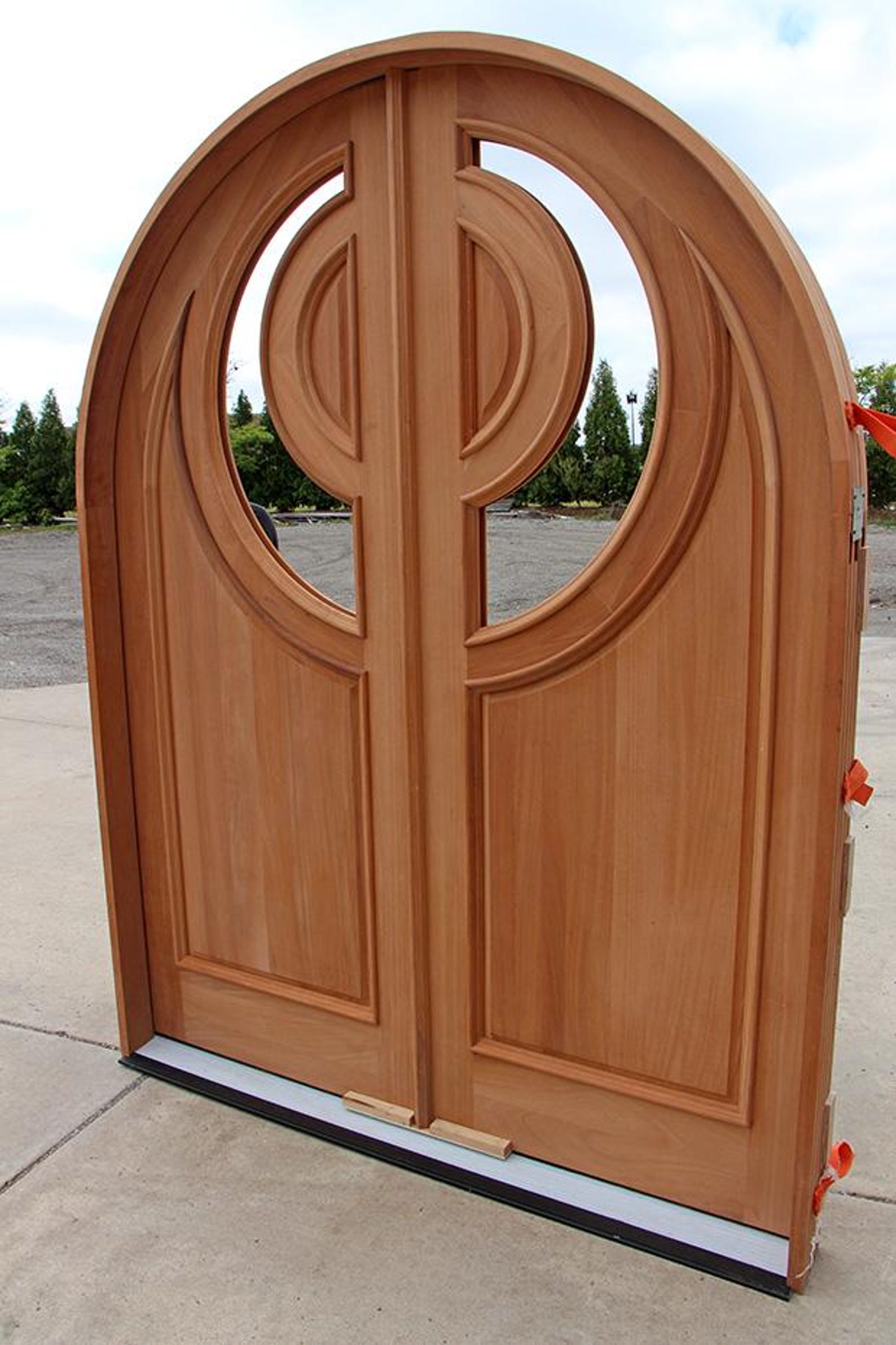 Custom Mahogany Arched Round Top Double Door, Custom Doors, Unique ...