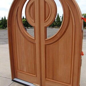 Custom Mahogany Arched Round Top Double Door, Custom Doors, Unique ...