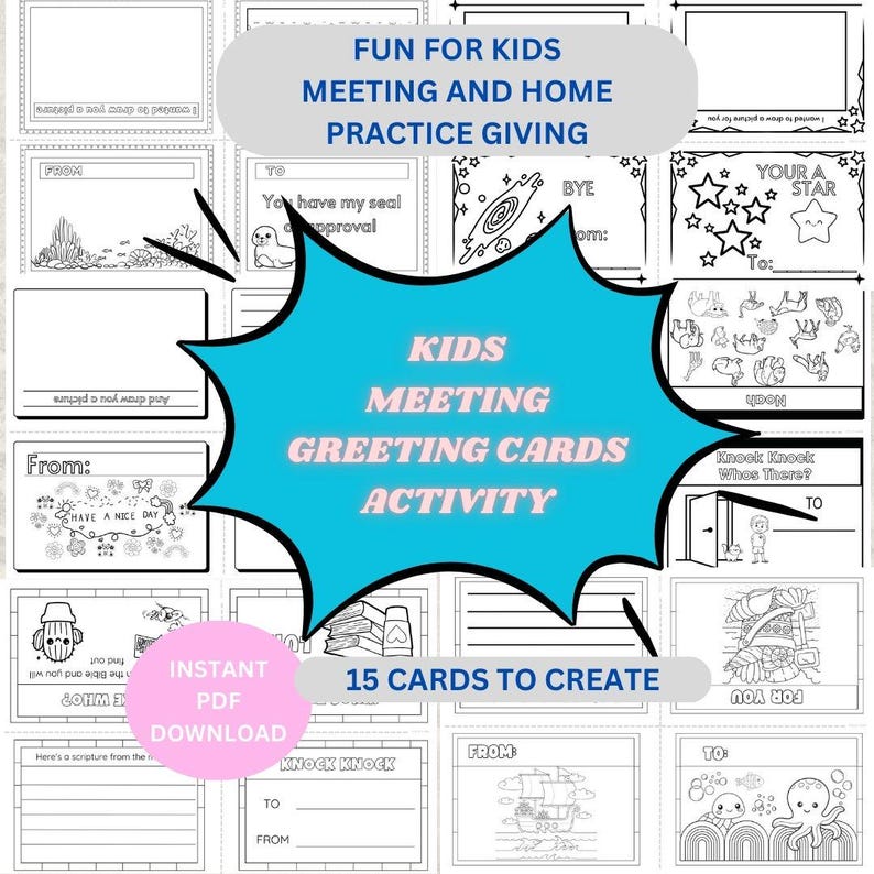 JW Meeting Activity KIDS Greeting Cards. Color and Create Cards. Fold ...