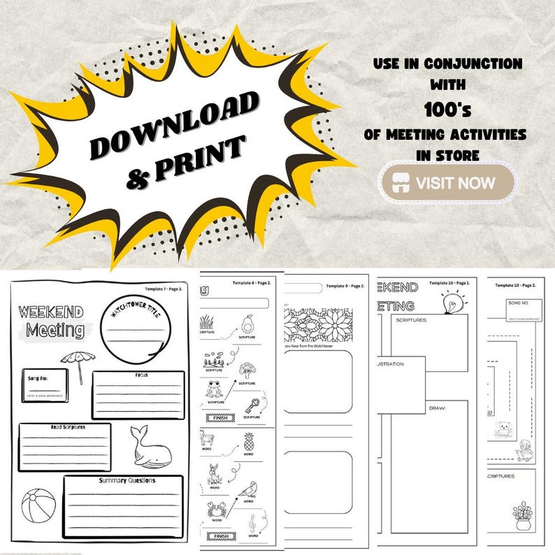 JW Meeting Templates - Meeting Worksheets - 20 Templates - All Ages ...