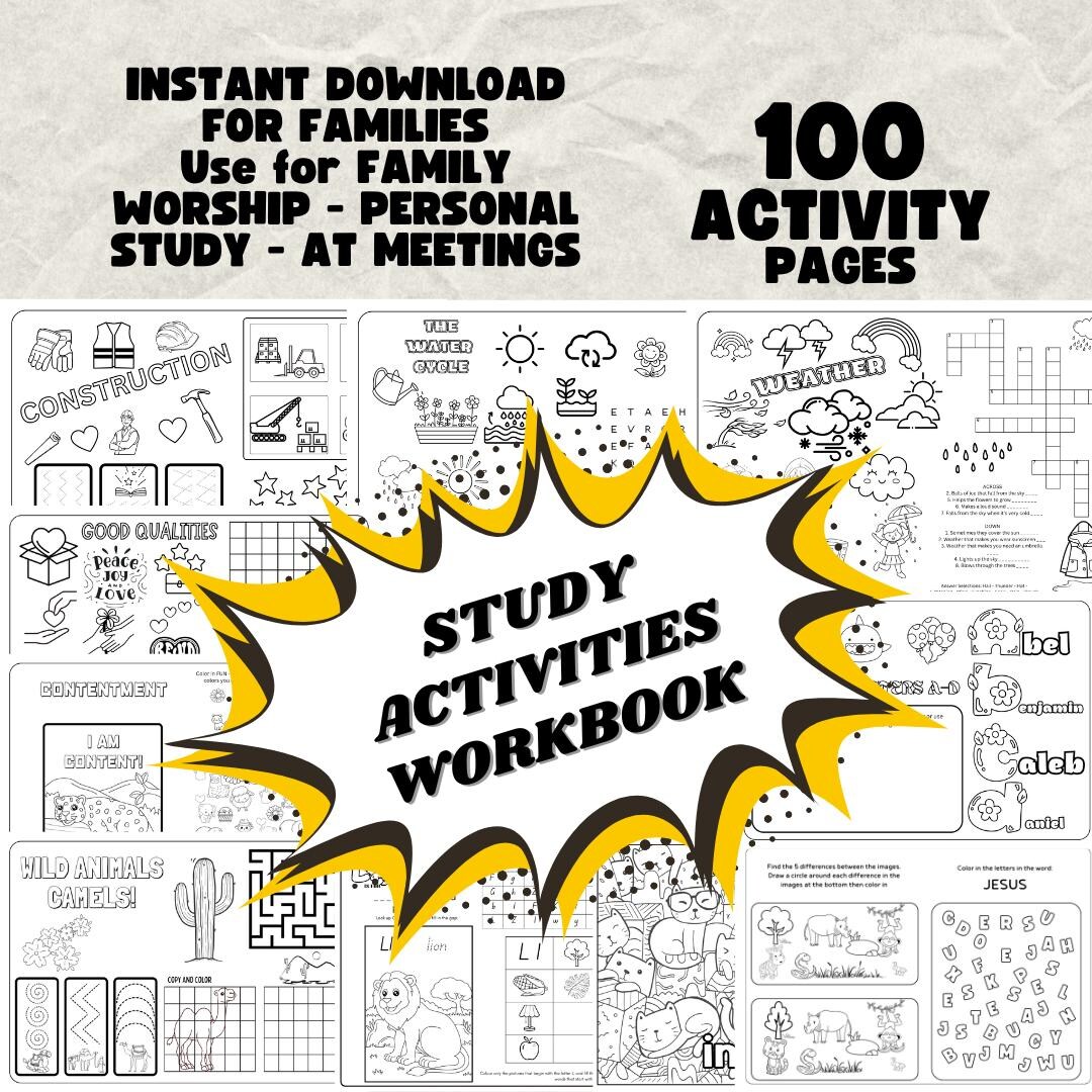 Study Activities Workbook – COLLECTION 1 | 100 JW Worksheets for ...