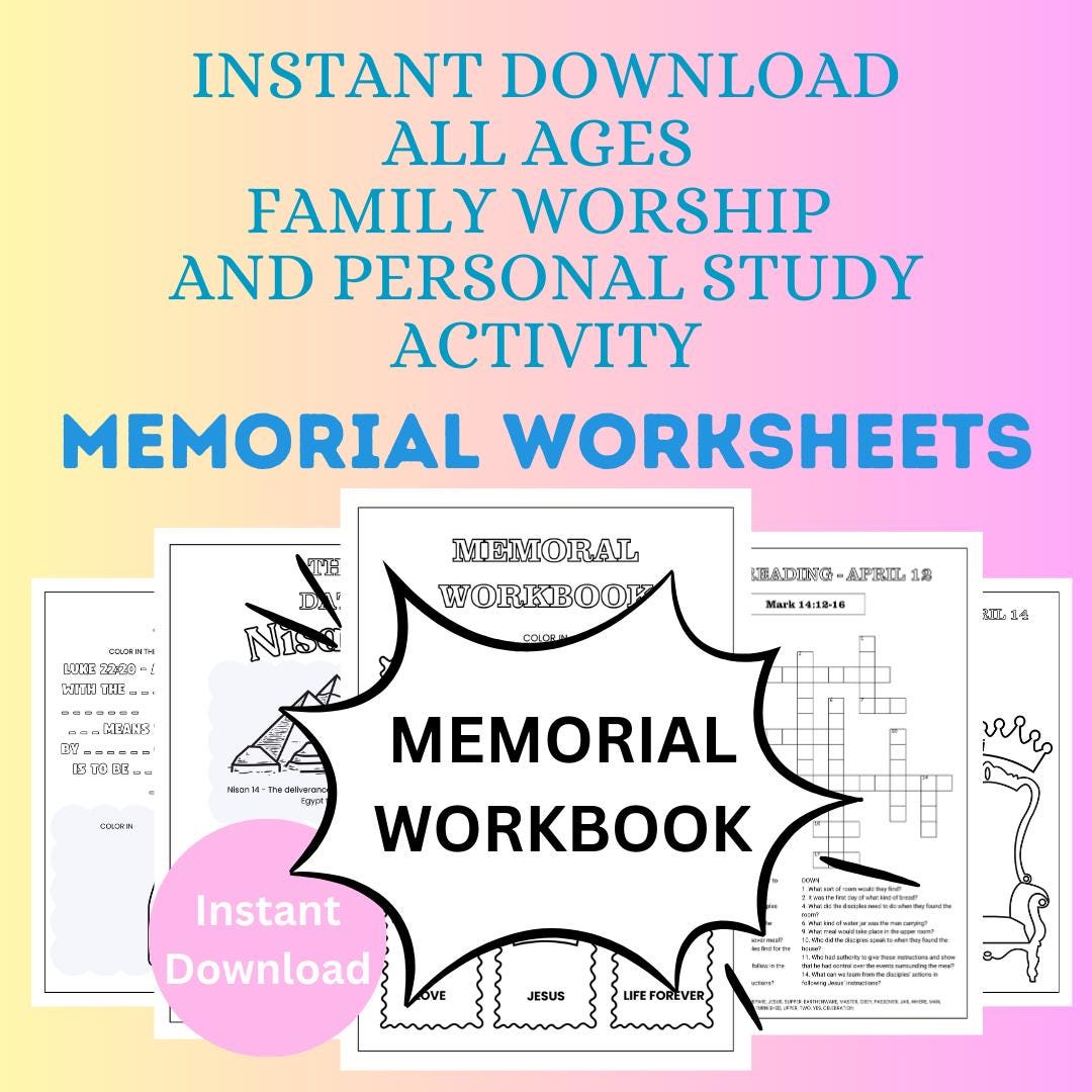 Memorial Workbook for JW Family Study Projects. Instant Download PDF ...