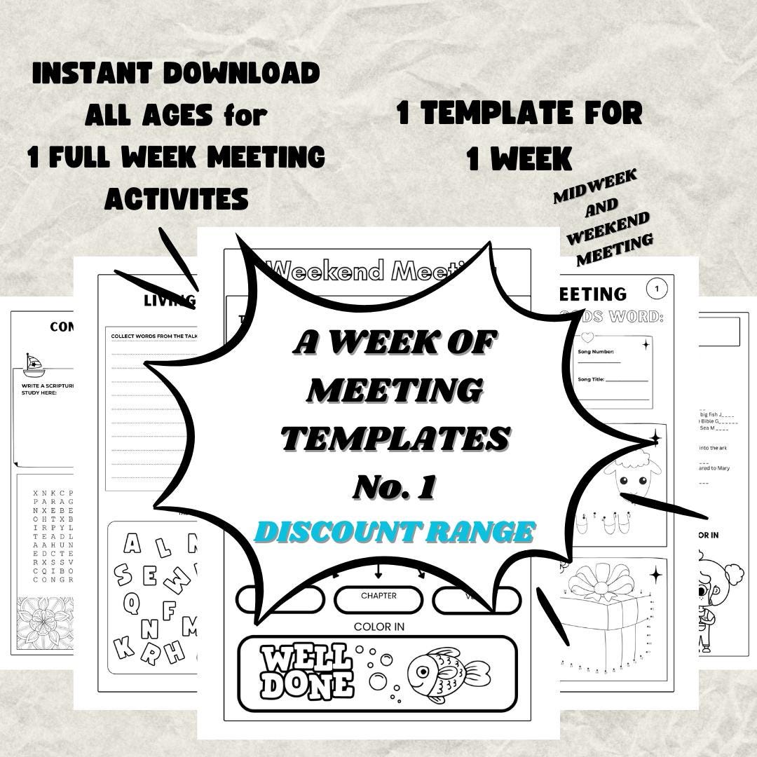 Meeting Templates - A Week of No. 1 | JW Kids Meeting Workbook ...