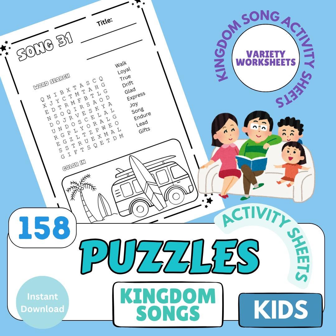 Kids Song Activity Worksheets: 158 Word Search Puzzles & Coloring Pages ...