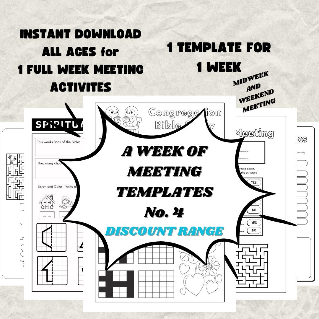 A Week of Meeting Templates No. 4 | JW Kids Meeting Workbook | Discount ...