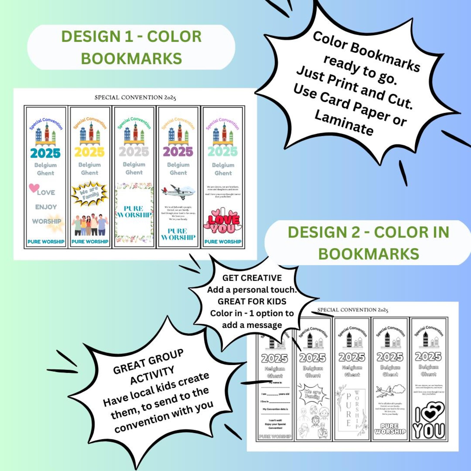 Belgium Ghent 2025 Convention Gift Bundle: Bookmarks & Quiz (printable ...