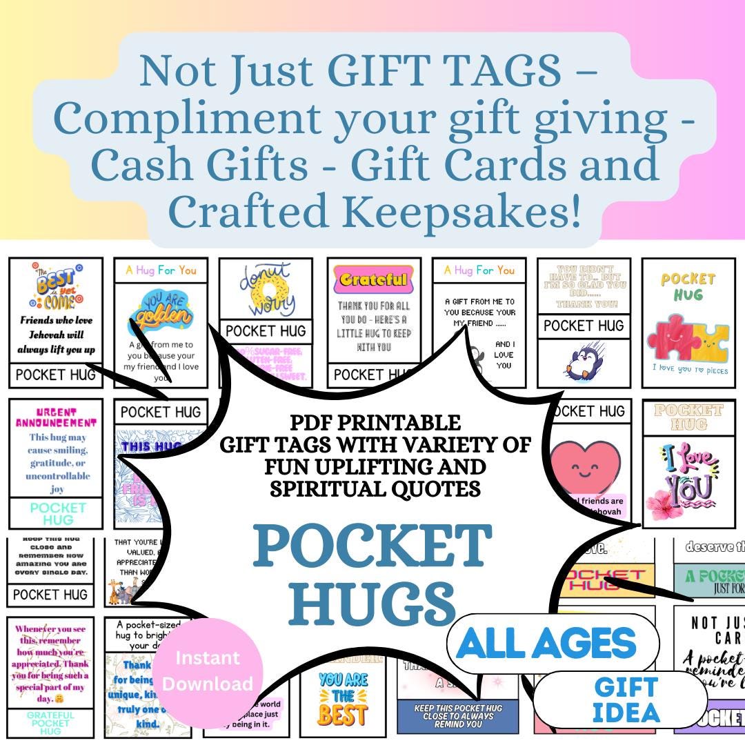 Printable Pocket Hugs: 80 Encouragement Gift Tags - JW Convention (A4 ...